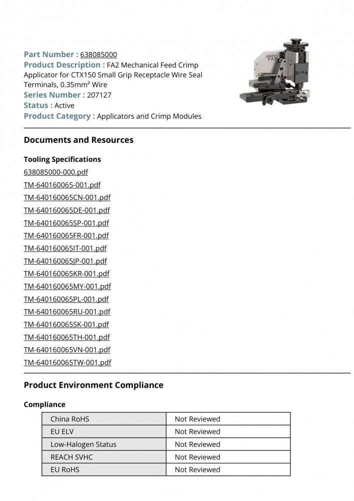 Tooling document preview, page 1