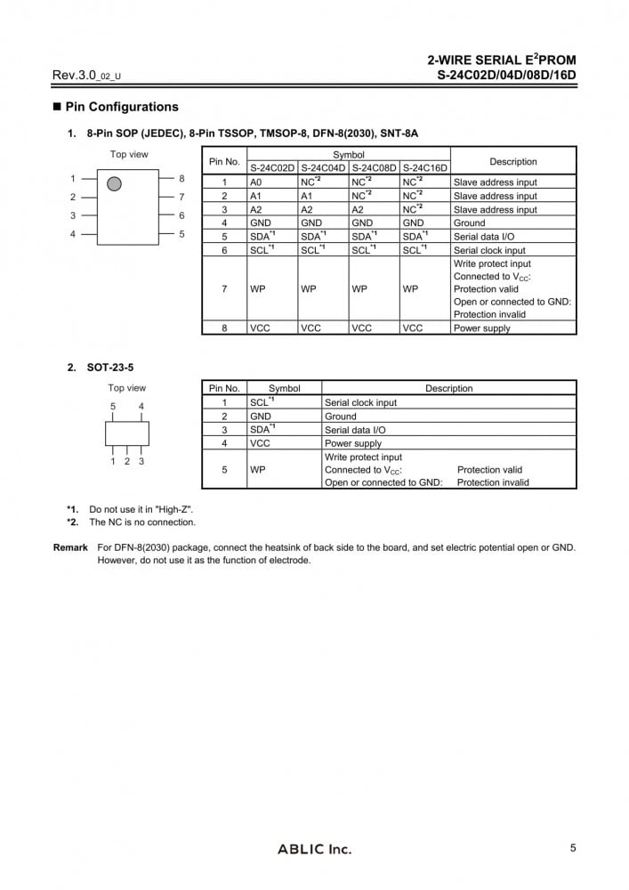 ABLIC S-24C02D datasheet page 5