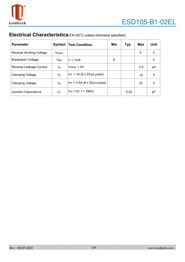 ESD105-B1-02EL datasheet page 2
