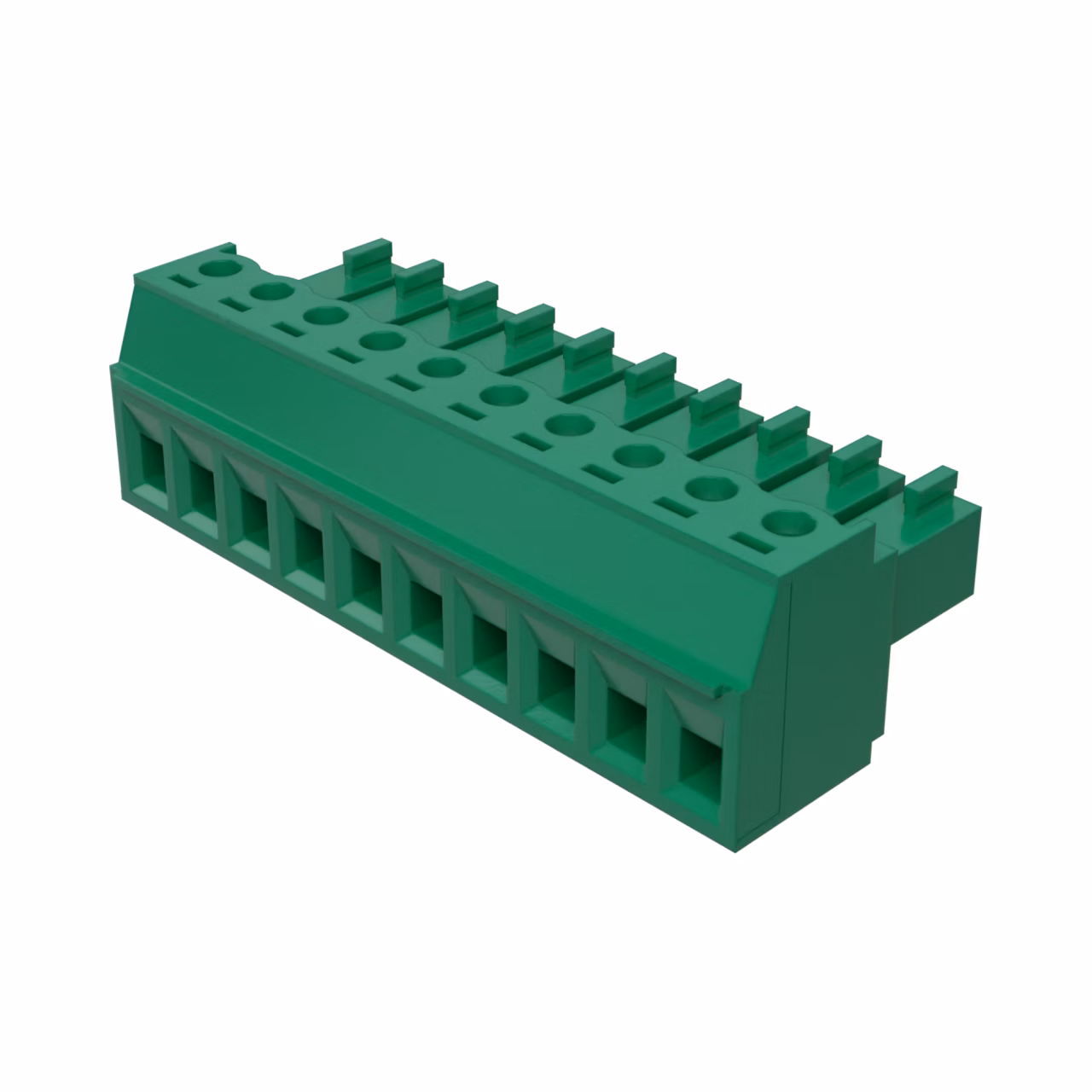 3.81mm Pitch Eurostyle Horizontal Plug, with Reverse Imprinting, Green Housing, Gold (Au) Plated, 10 Circuits for sale