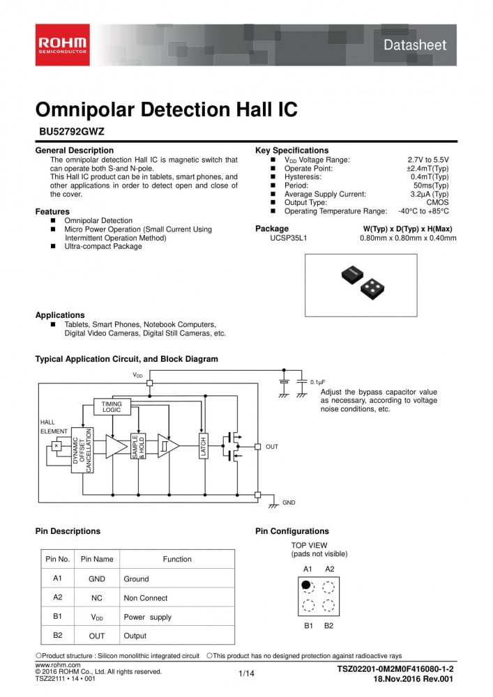 BU52792GWZ-E2 datasheet page 1