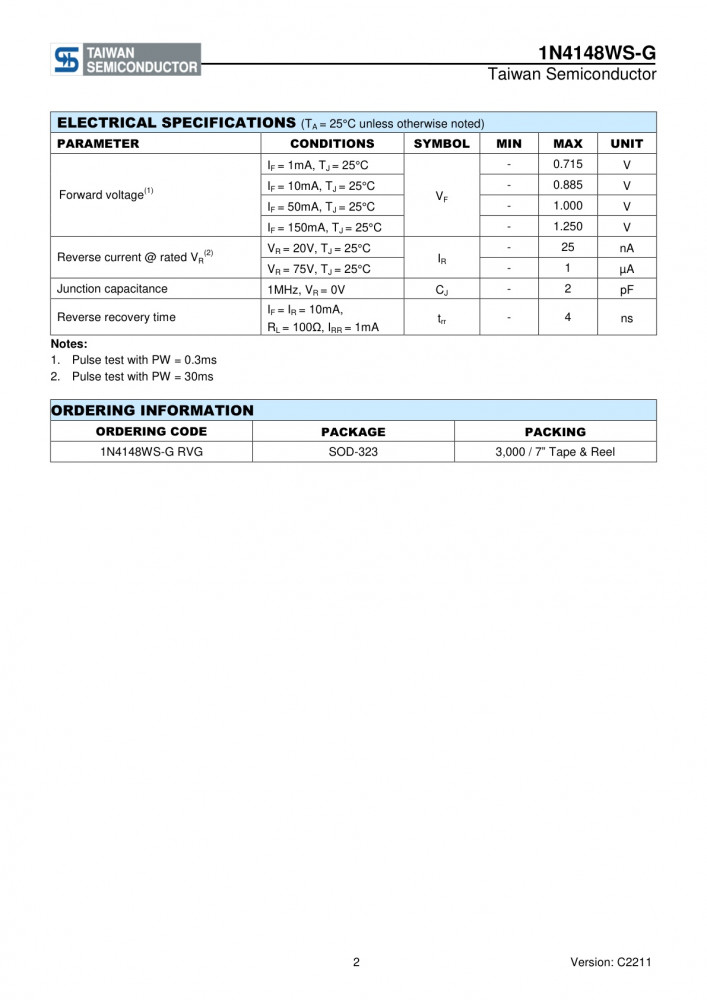 1N4148WS-G datasheet page 2