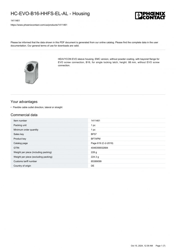 Phoenix Contact 1411461 technical document page 1