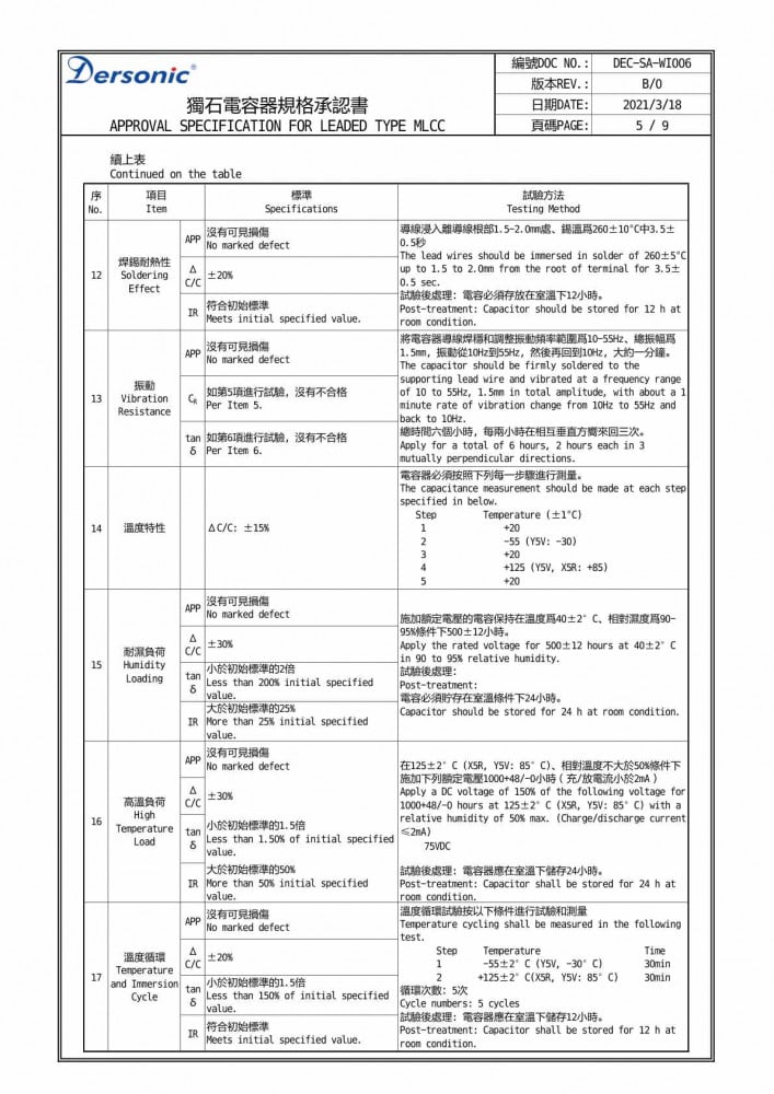 Dersonic specification page 6