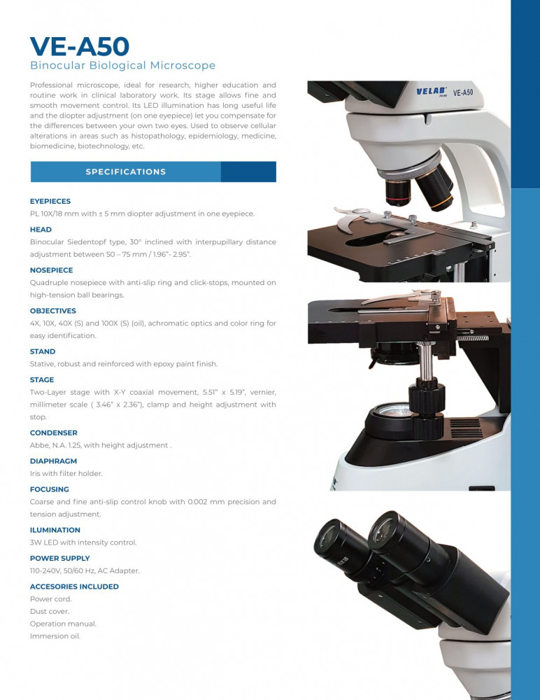 VE-A50 microscope document, page 2