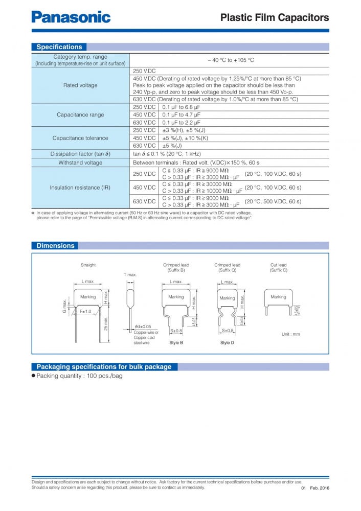 Panasonic ECWF(A) datasheet page 2