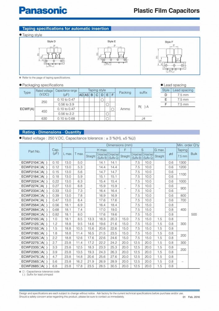 Panasonic ECWF(A) datasheet page 3