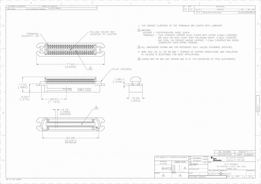 TE Connectivity 552471-1 controlled drawing preview