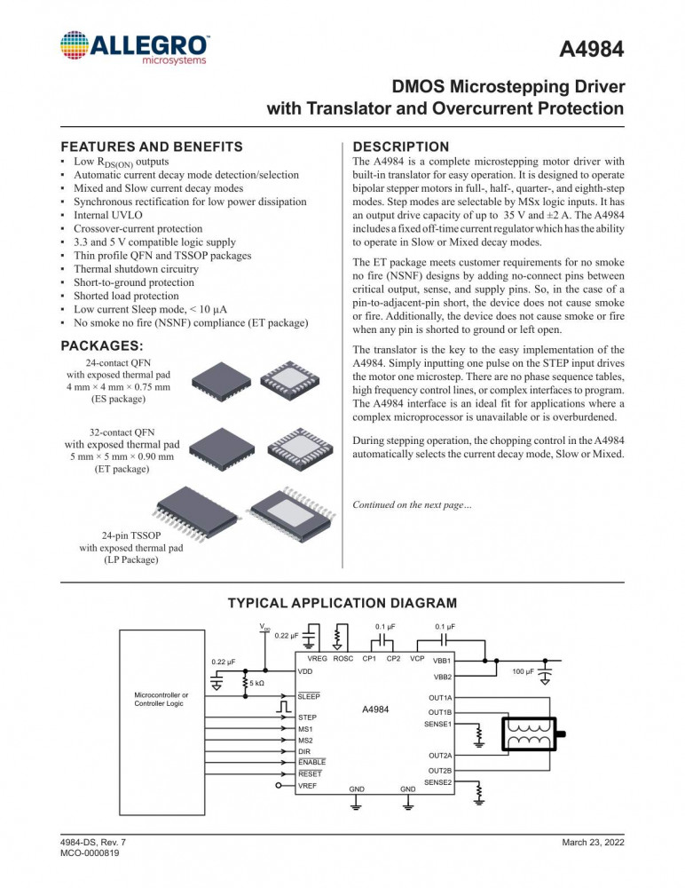 A4984 datasheet page 1