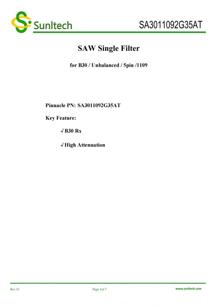 SA3011092G35AT technical document page 1