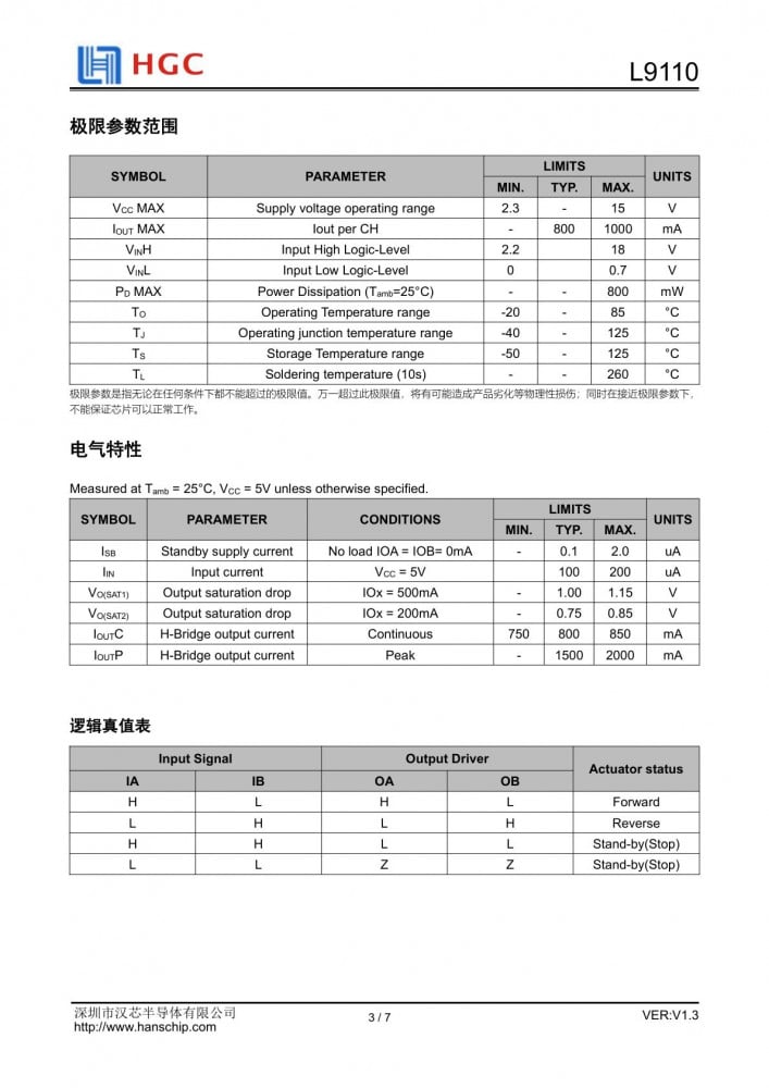 L9110DRG datasheet page 3