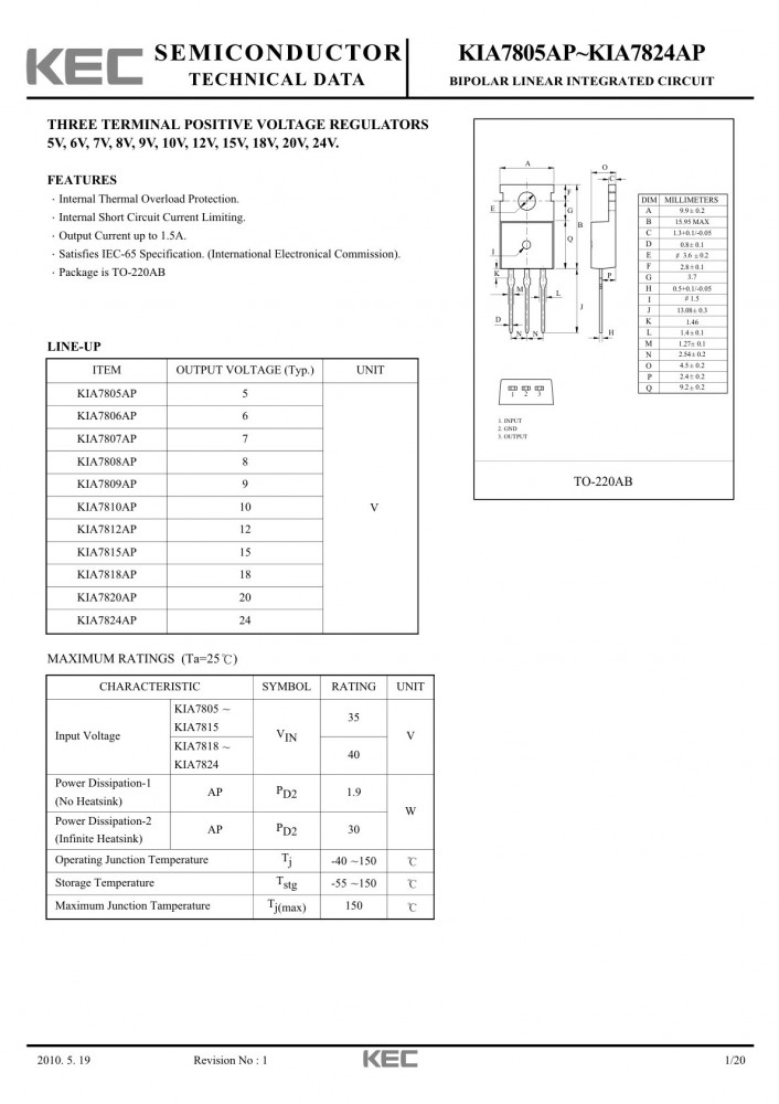 KIA7808AP-U/P datasheet page 1
