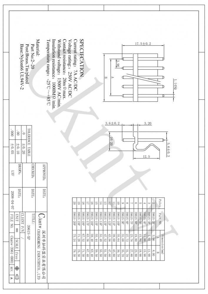 Ckmtw 3961S series technical drawing page 1