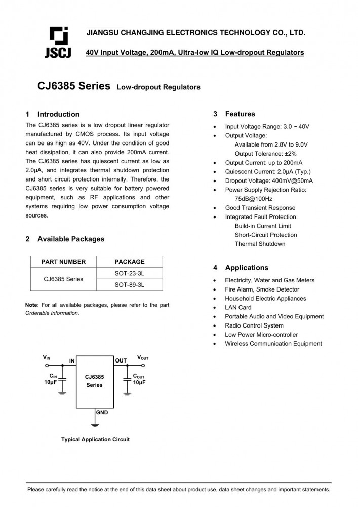 CJ6385 datasheet page 1