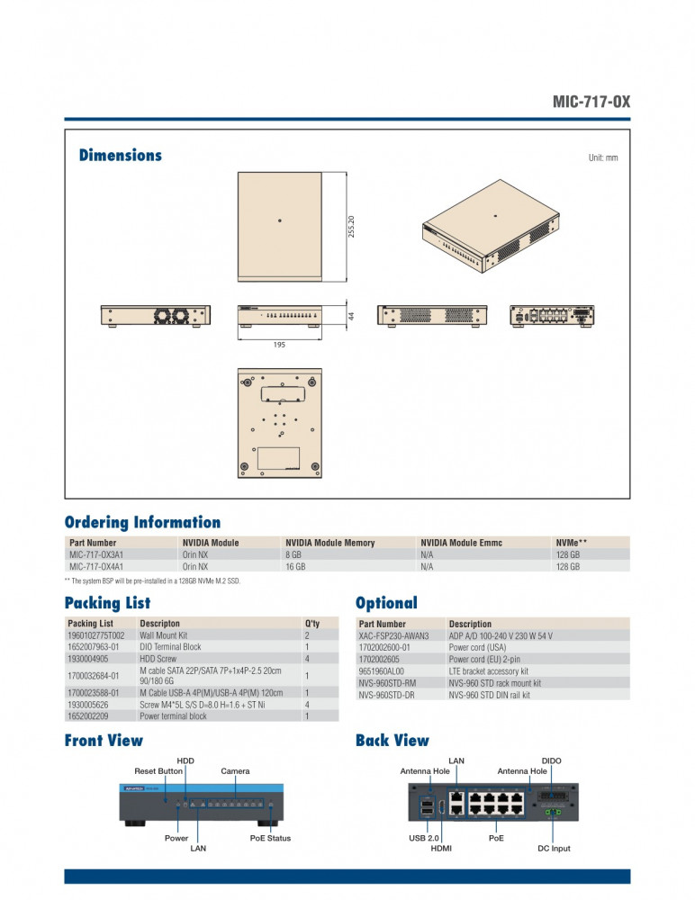 MIC-717-OX technical document page 2