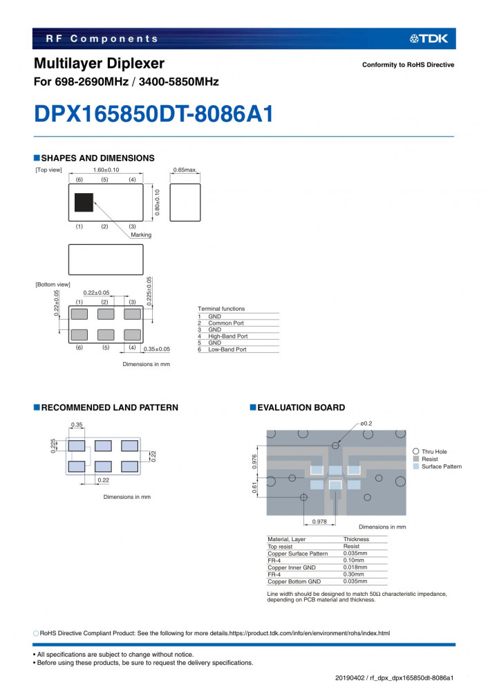 DPX165850DT-8086A1 product document, page 2