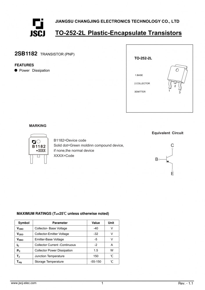 2SB1182 datasheet page 1