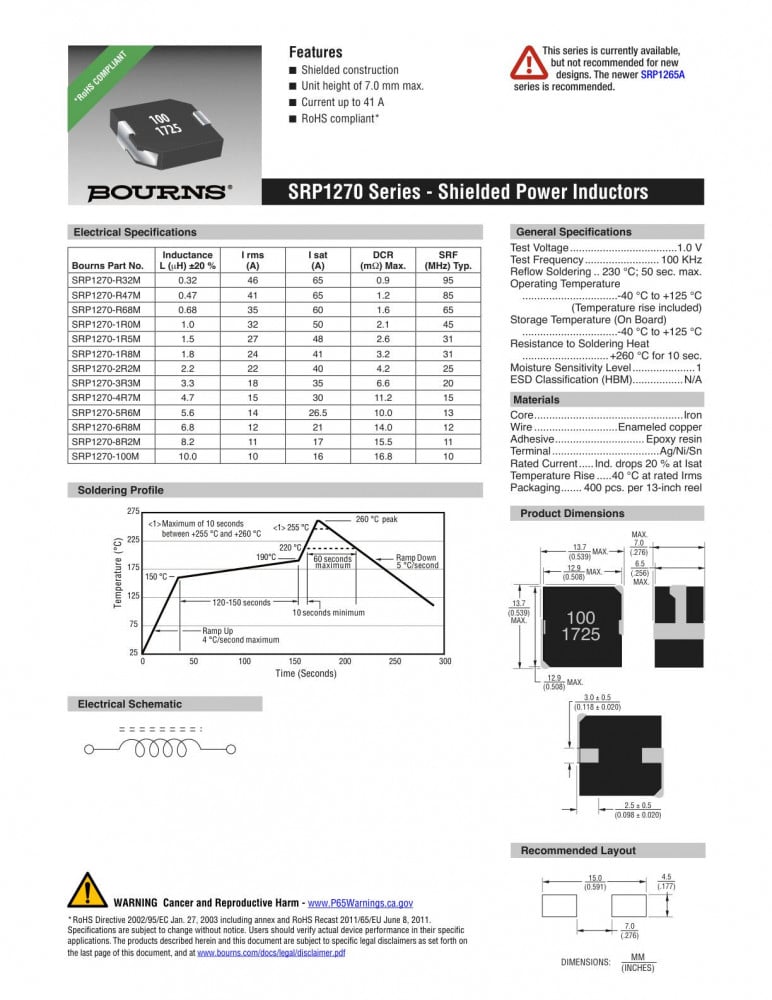 BOURNS SRP1270 datasheet page 1