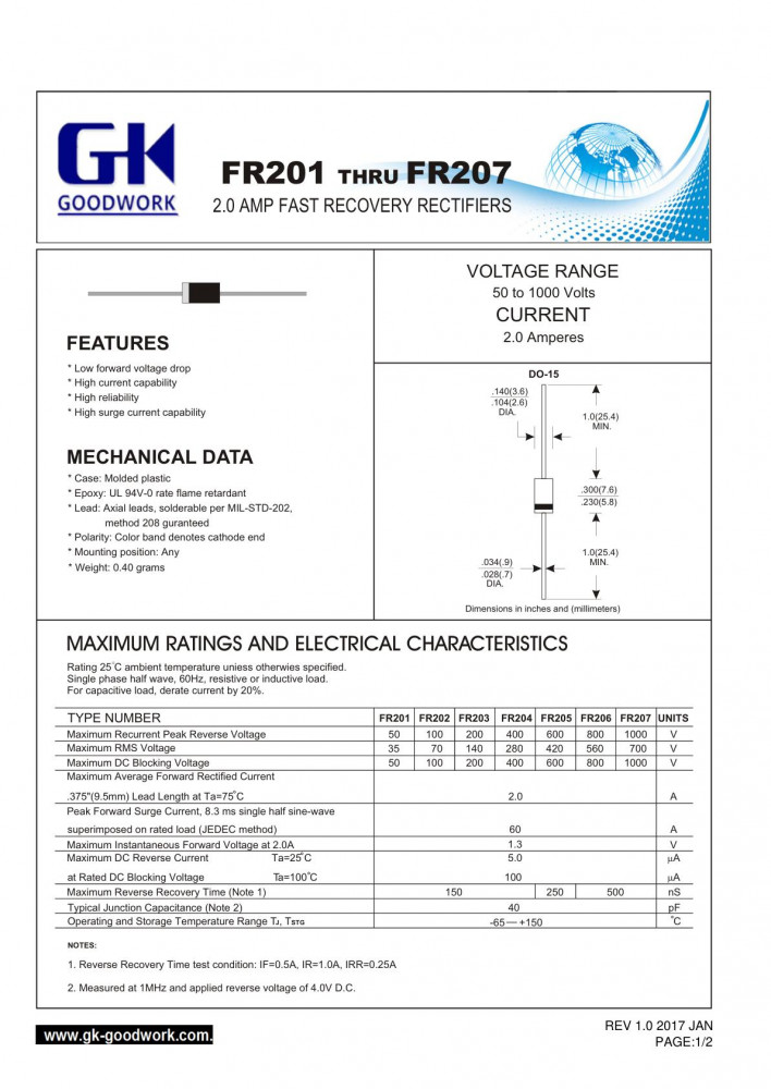 GOODWORK FR207-B datasheet page 1