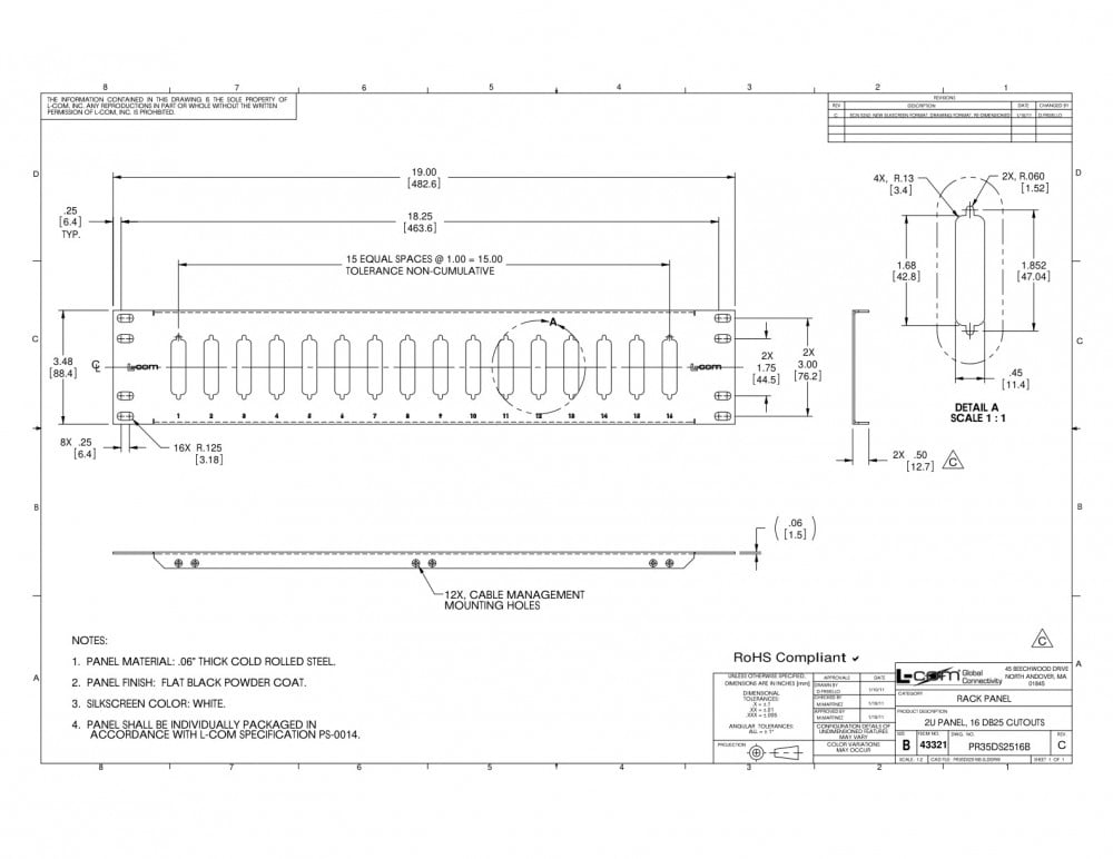 L-com PR35DS2516B mechanical drawing