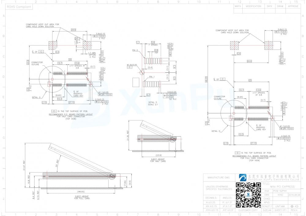 XUNPU PCIE-52P70H technical drawing page 2