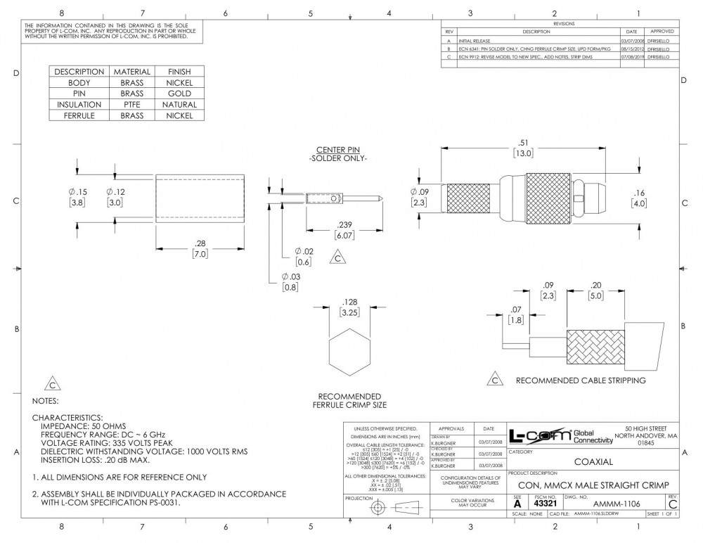 L-com AMMM-1106 technical drawing