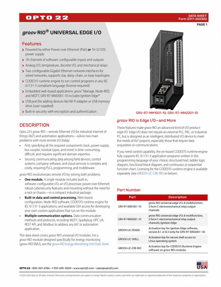 GRV-R7-MM1001-10 documentation page 1