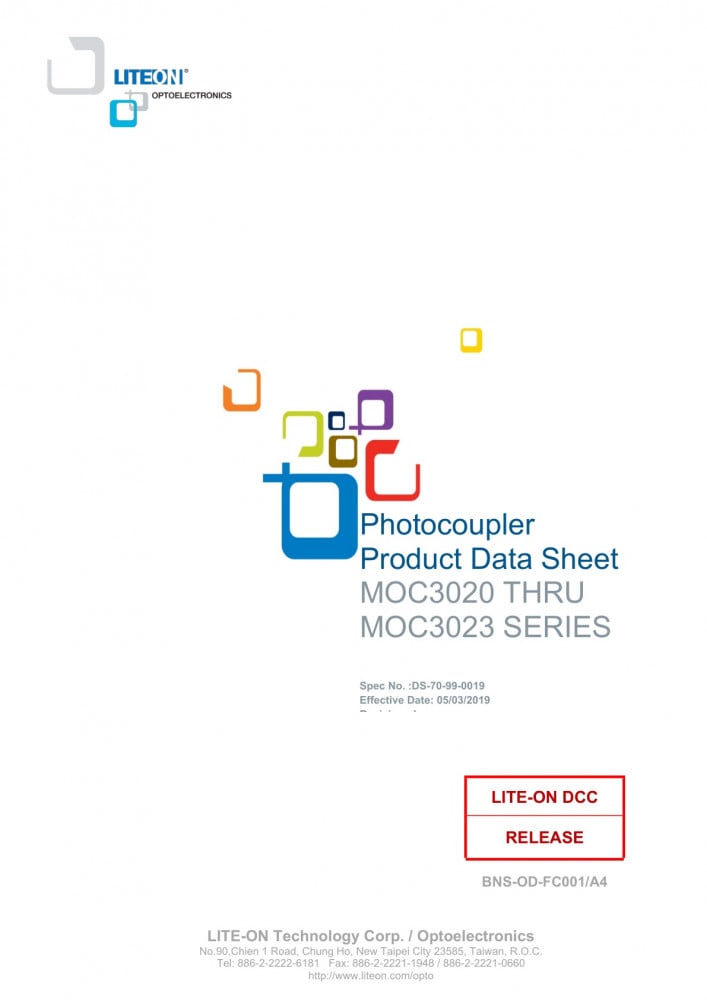 MOC3021S datasheet page 1