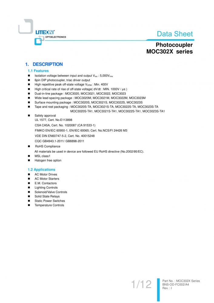 MOC3021S datasheet page 2