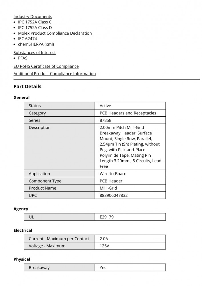 Product technical document page 2