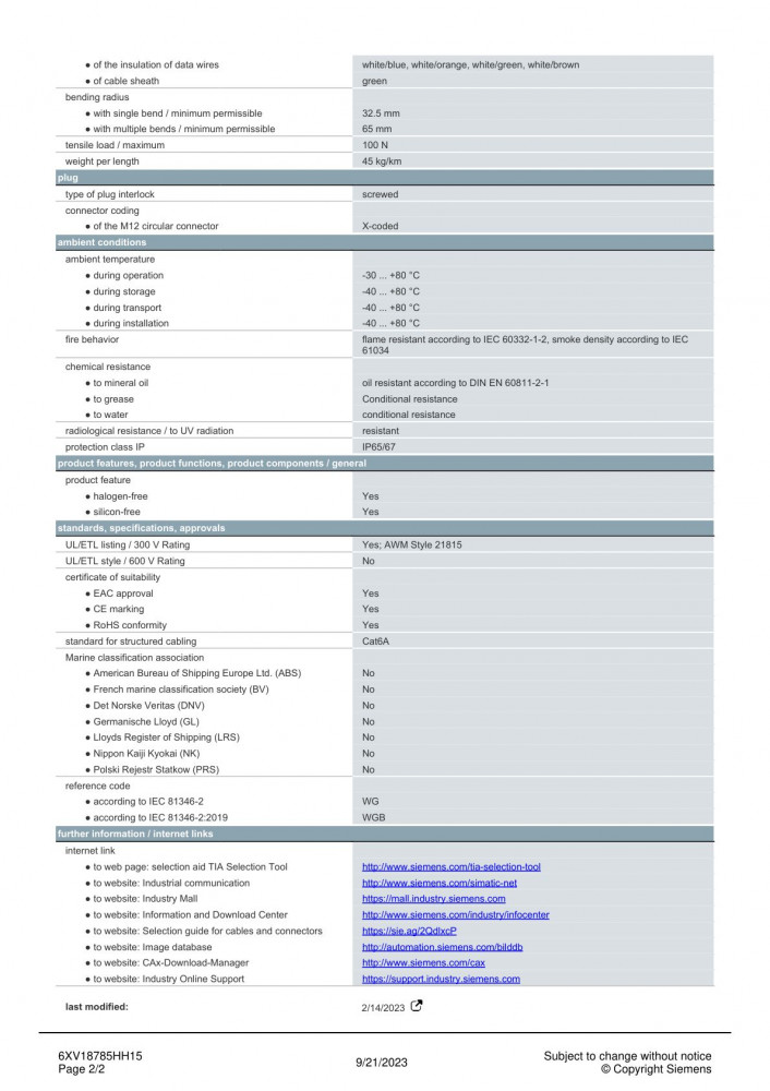 SIEMENS 6XV18785HH15 technical document page 2