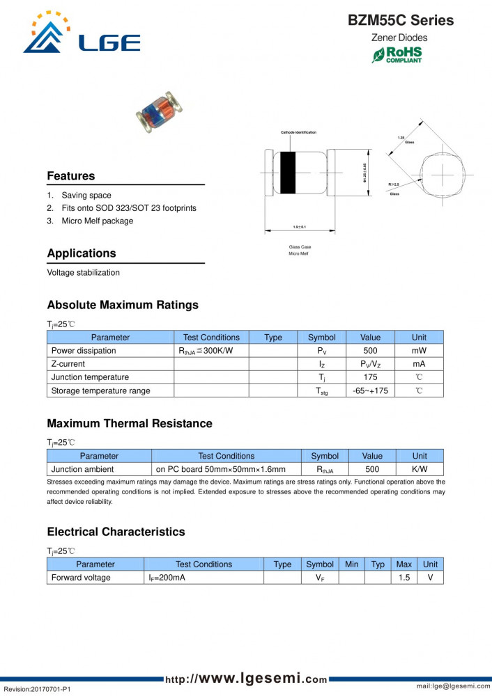 BZM55C15 datasheet page 1