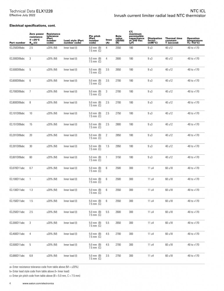 EATON NTC ICL datasheet page 4