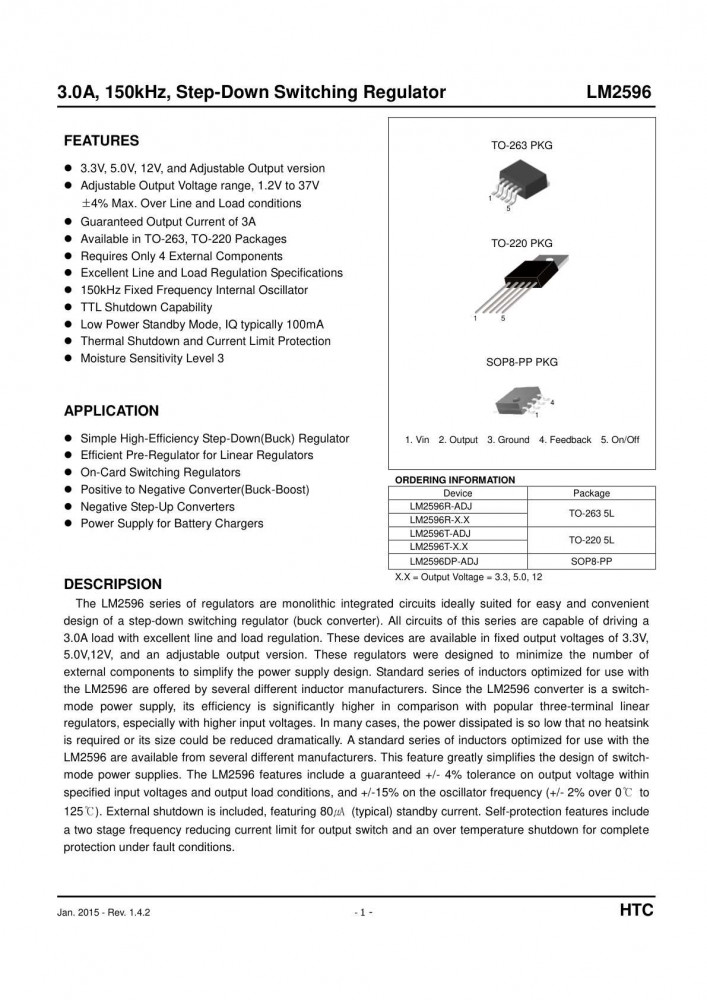 LM2596R-5.0 datasheet page 1
