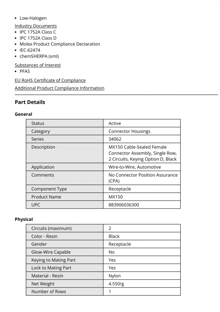 MOLEX 340620024 technical document preview, page 2