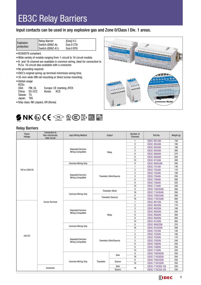 IDEC EB3C relay barrier documentation page 1