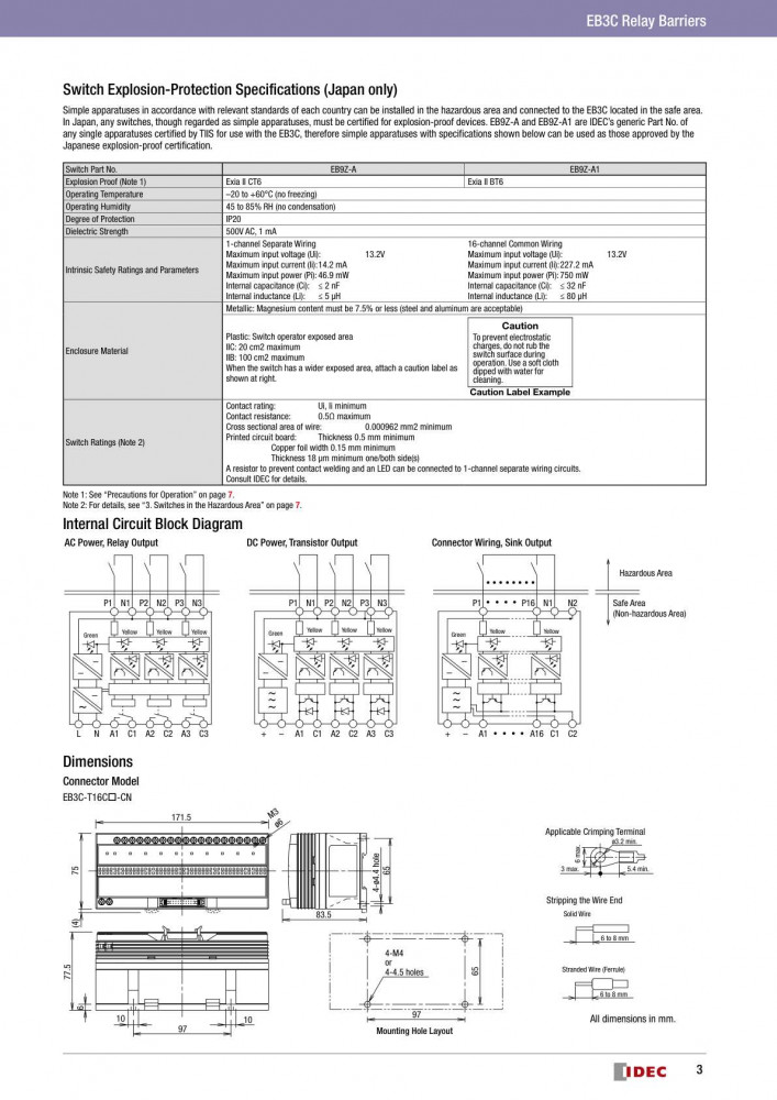 IDEC EB3C relay barrier documentation page 3