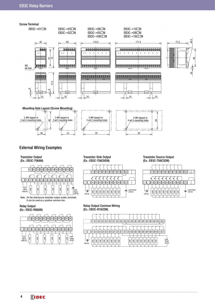 IDEC EB3C relay barrier documentation page 4