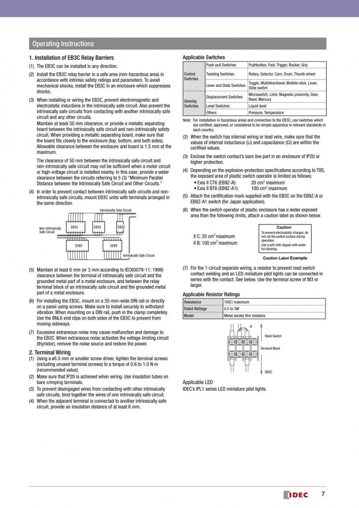IDEC EB3C relay barrier documentation page 7