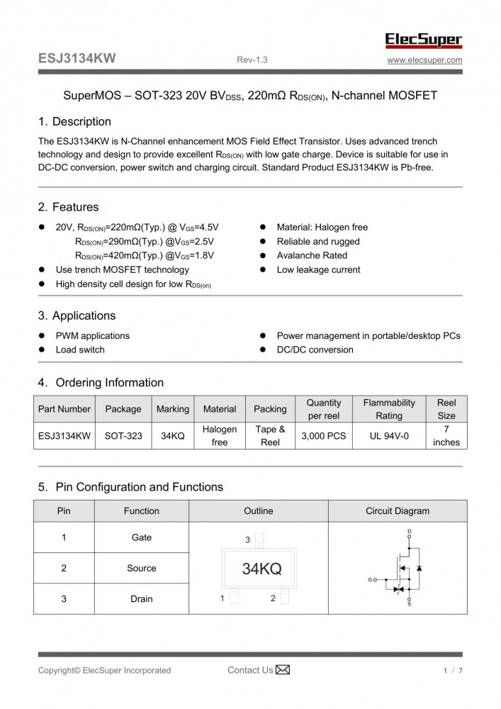 ESJ3134KW datasheet page 1
