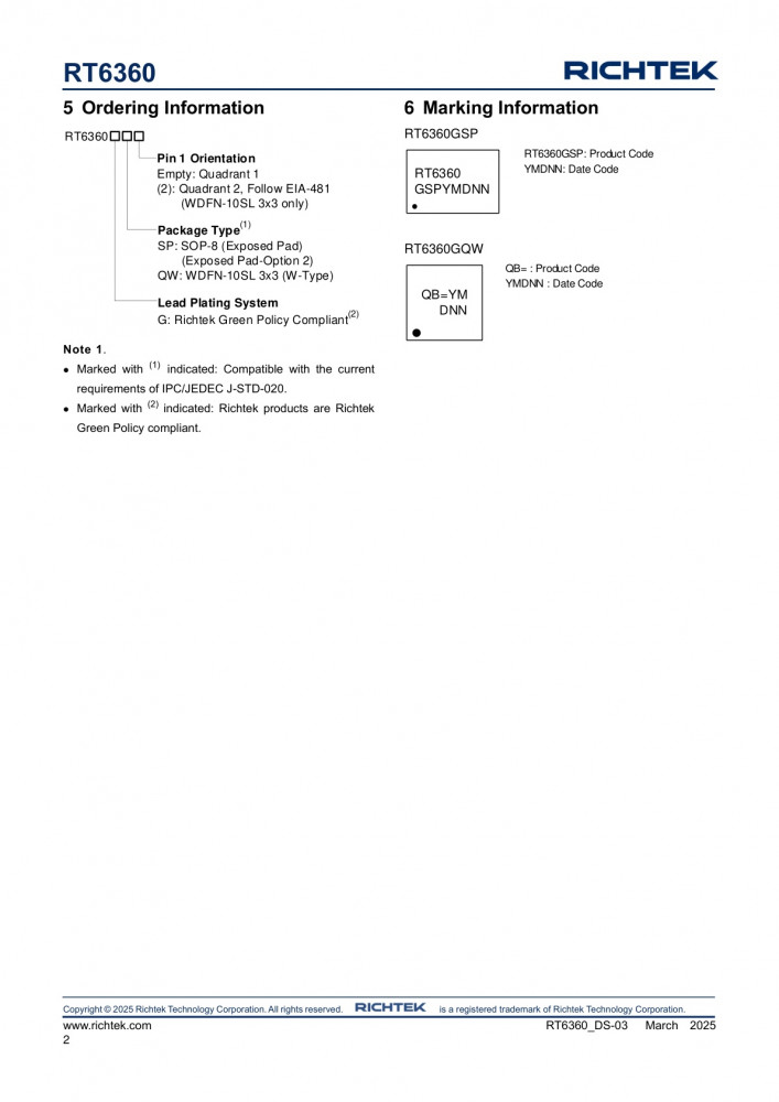 RT6360 datasheet page 2