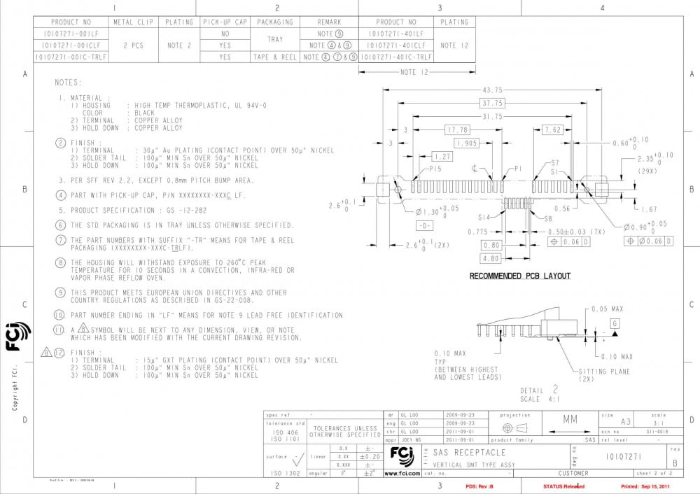 Amphenol 10107271-001C-TRLF technical drawing page 2