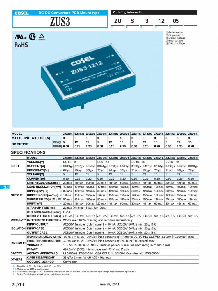 Cosel ZUS31205 datasheet page 3