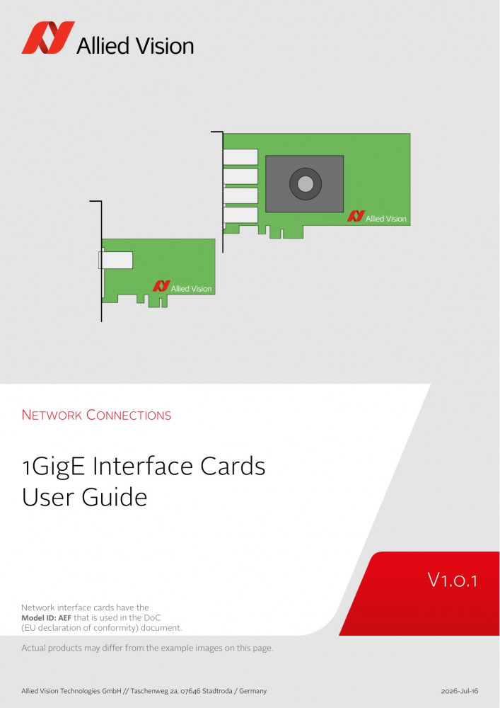 Allied Vision interface card document page 1