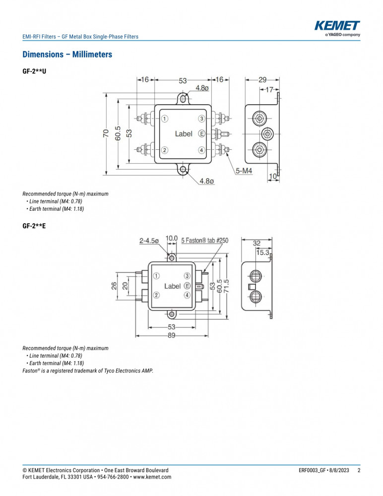 KEMET GF series datasheet page 2