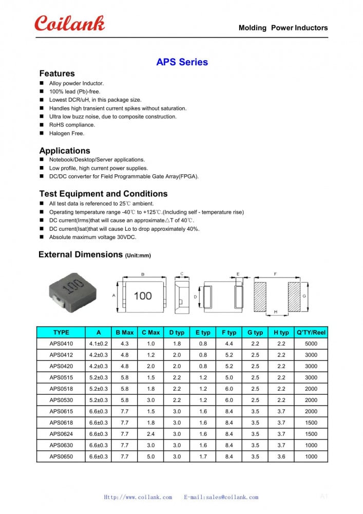 COILANK APS datasheet page 1