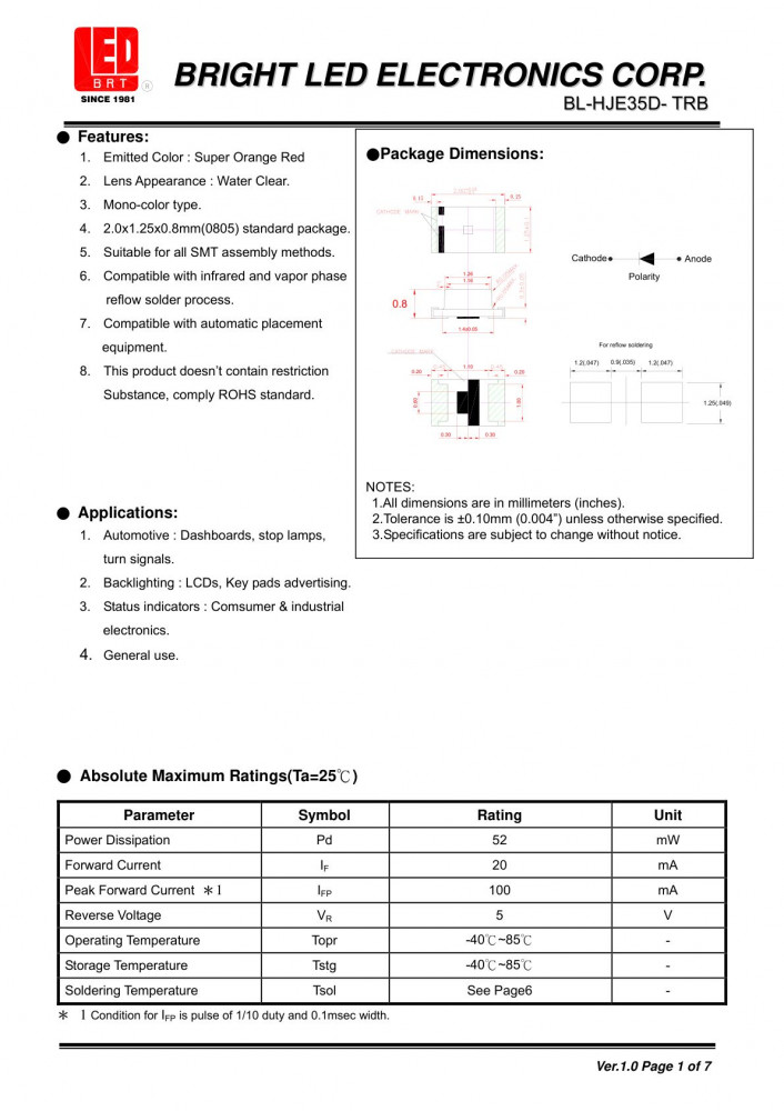 BL-HJE35D-TRB datasheet page 1
