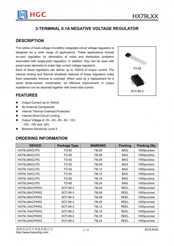 HX79L05ACPKRG datasheet page 1