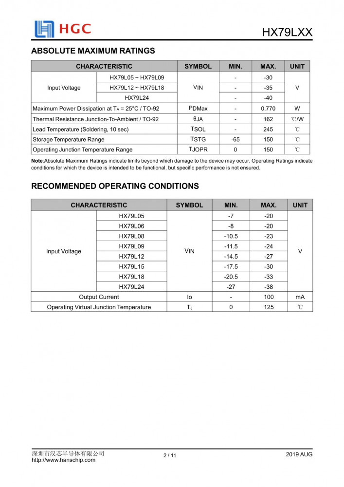 HX79L05ACPKRG datasheet page 2