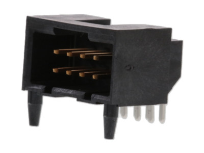 C-Grid PCB Receptacle, 2.54mm Pitch, Through Hole, Dual Row, Right-Angle, Shrouded, High-Temperature, 8 Circuits, 0.38µm Gold (Au) Plating, with Pegs for sale